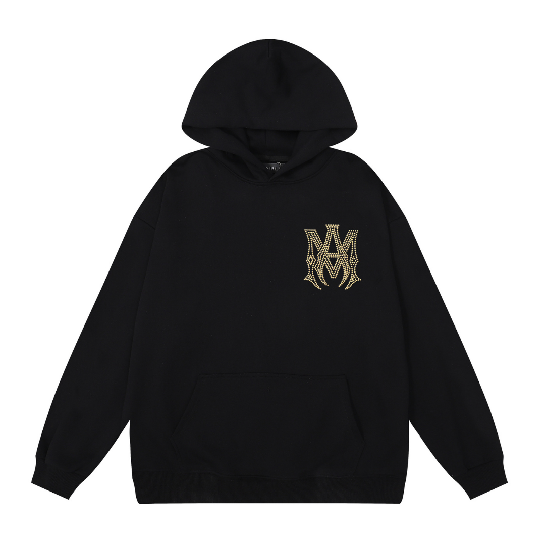 Amiri Gold Logo Hoodie - MALABLACK