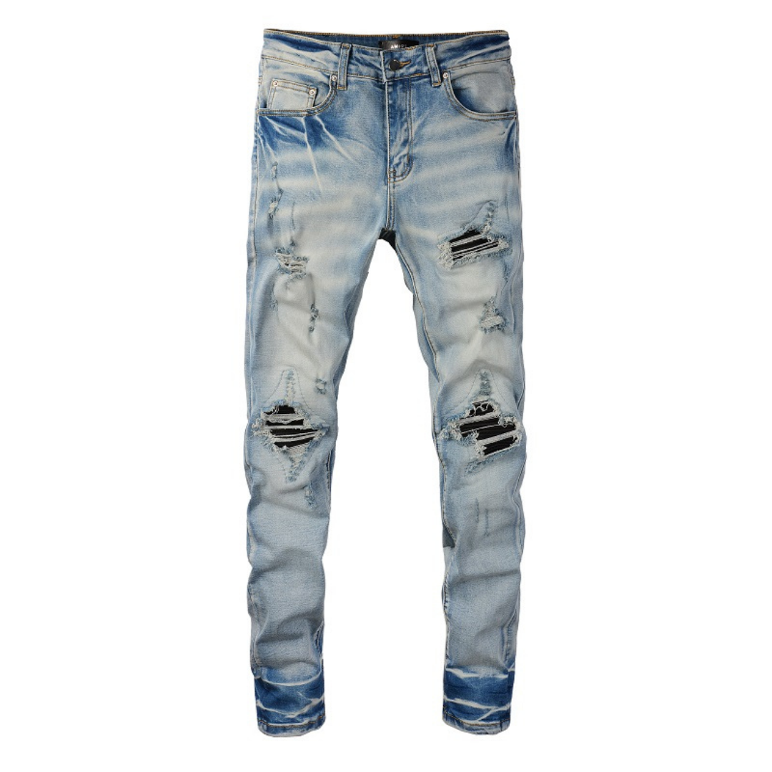 Amiri Ripped Blue Jeans - MALABLACK