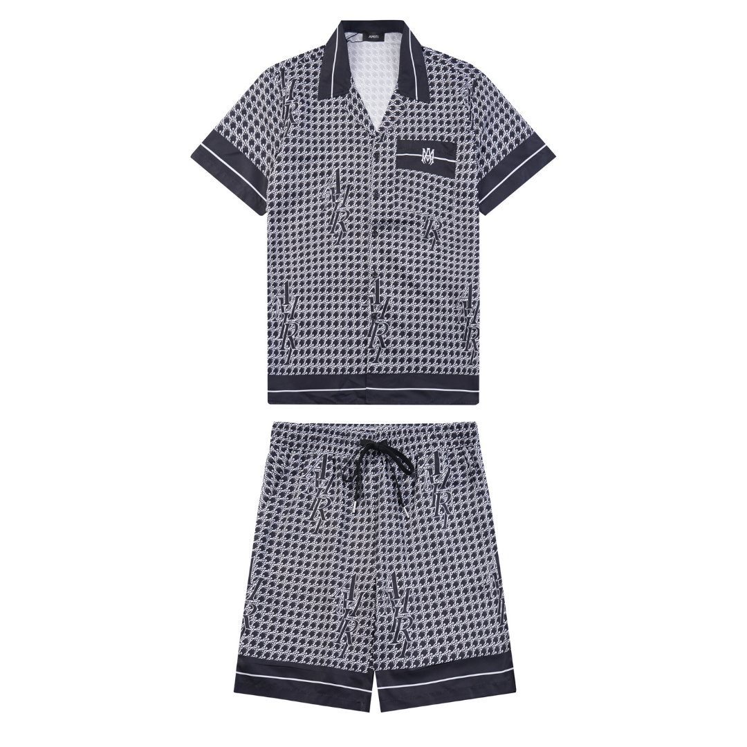 Amiri Staggard Silk Short Set - MALABLACK