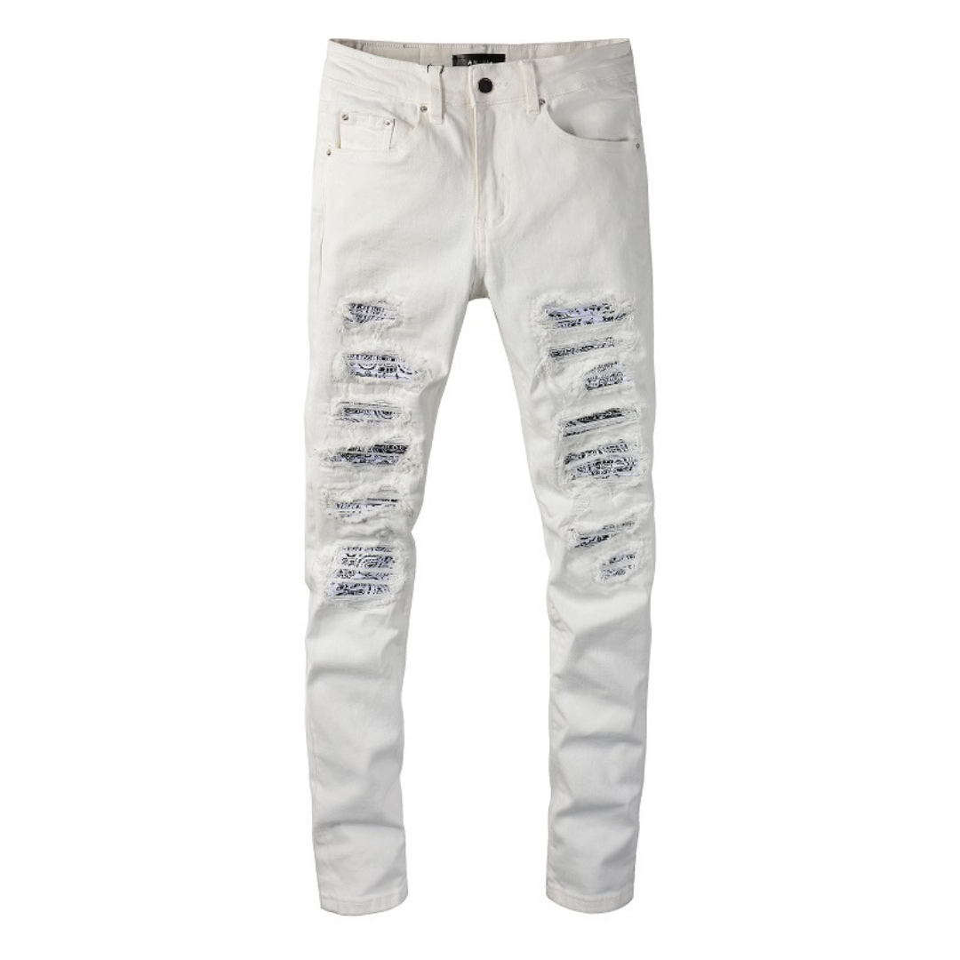 Amiri White Ripped Jeans - MALABLACK